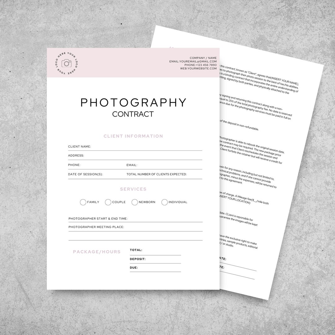 Photography Client Contract Template, Editable Client Agreement for ...