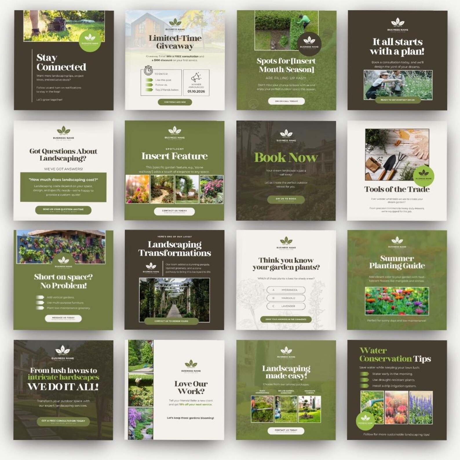 Landscaping & Lawn Care Instagram Post Templates for Canva | Yard ...