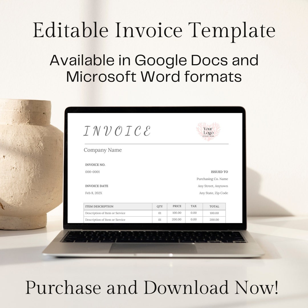 Simple Invoice Template Word | Editable Sales Document | Receipt ...