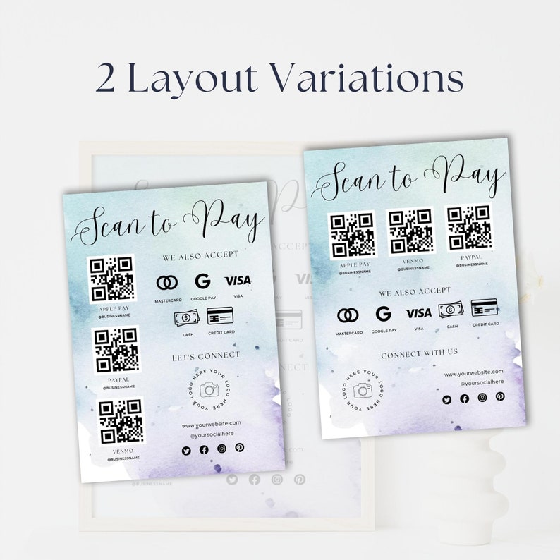 Scan to Pay Template Canva | Editable QR Code Table Sign | Printable ...