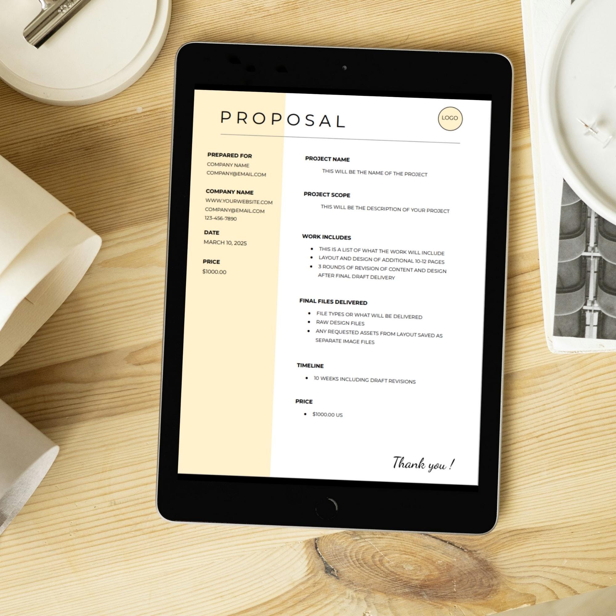 Minimal Proposal Template | Professional, Simple Work Bid | Client ...