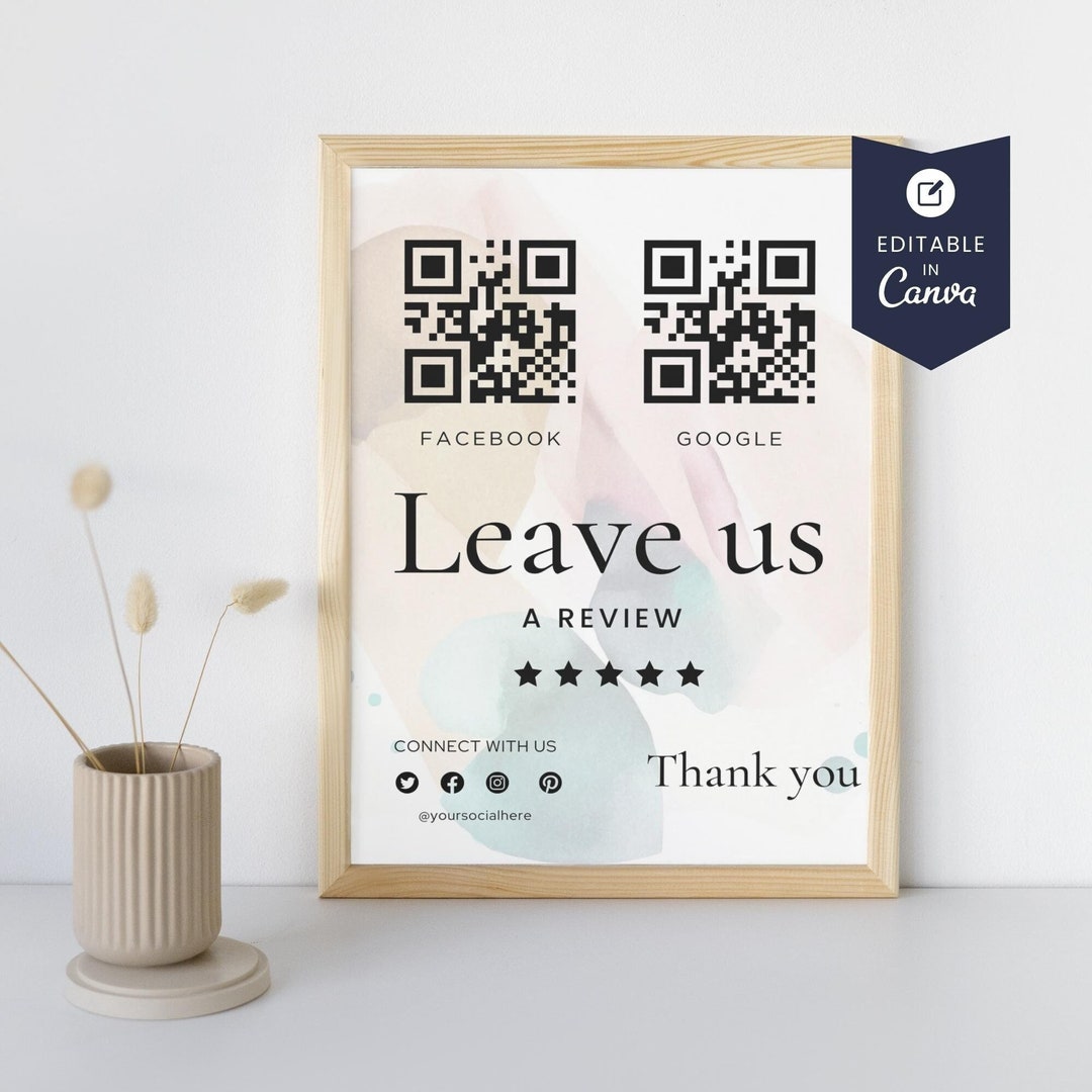 Ask for Review QR Code Sign Template Google Sign Facebook - Etsy