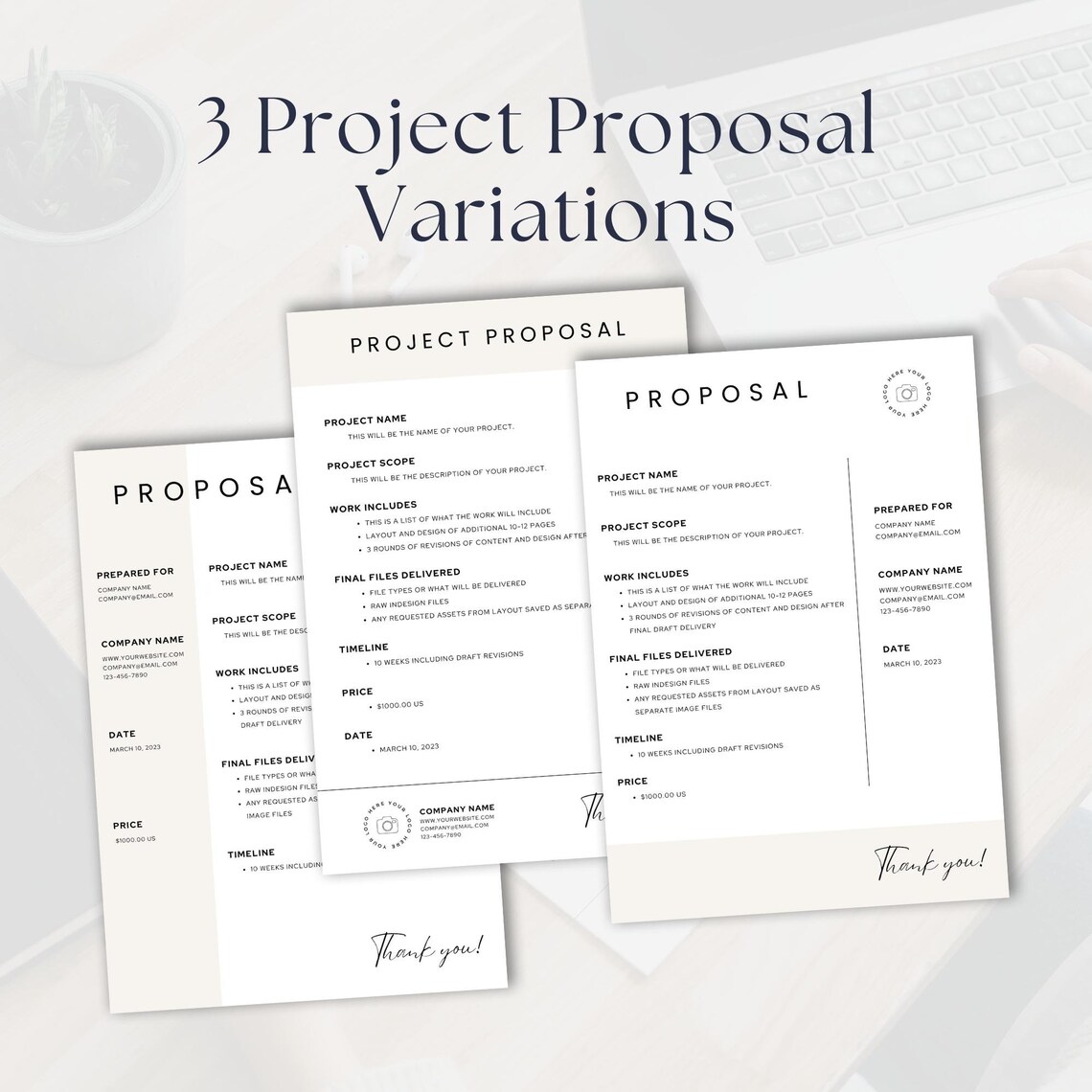 Project Plan Proposal Template Neutral, Creative Project Quote, Elegant ...