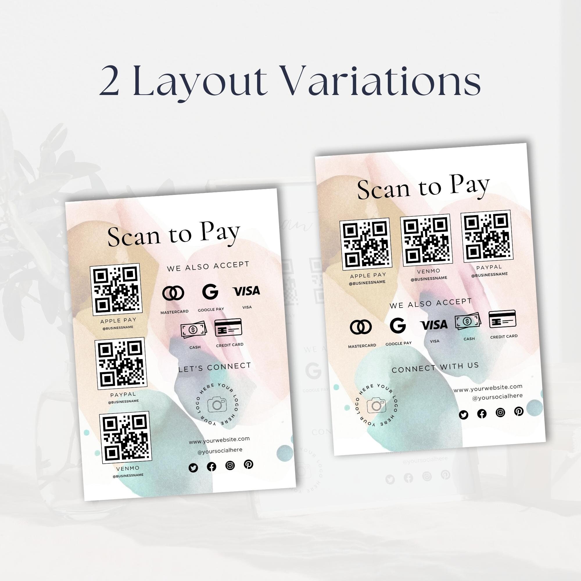 Scan to Pay Template Canva | Editable QR Code Table Sign | Printable ...