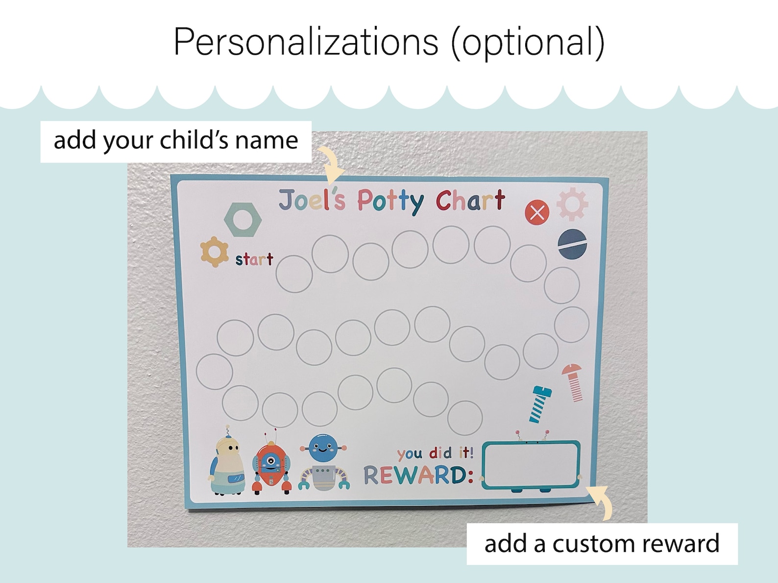 Robot Potty Chart | Printable Toilet Training Sticker Chart - Etsy