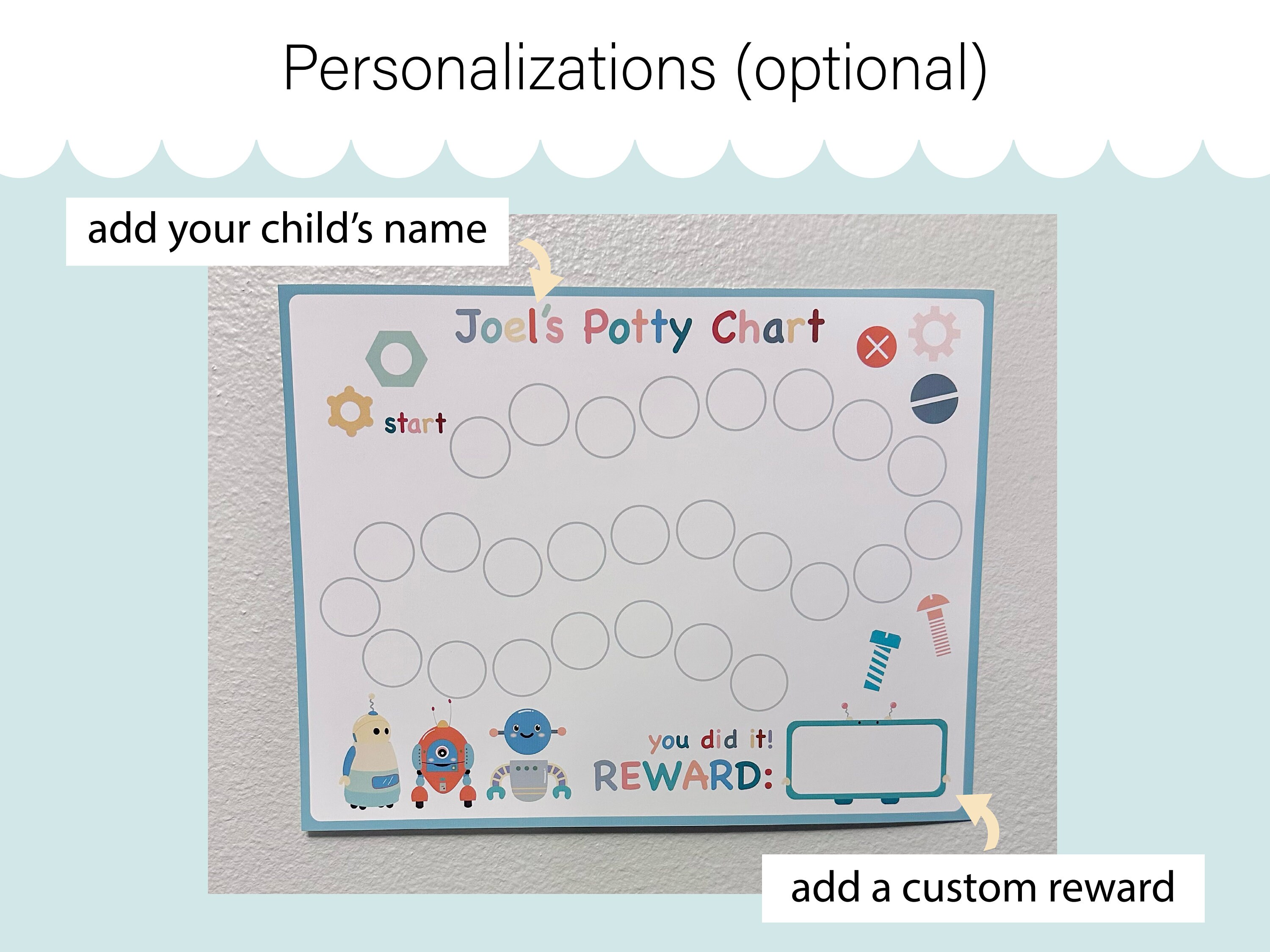 Robot Potty Chart | Printable Toilet Training Sticker Chart - Etsy
