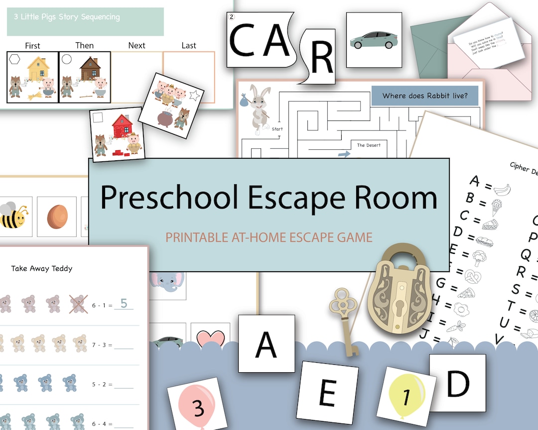 Preschool Escape Room Game | Printable At-home DIY Escape Room for Kids ...