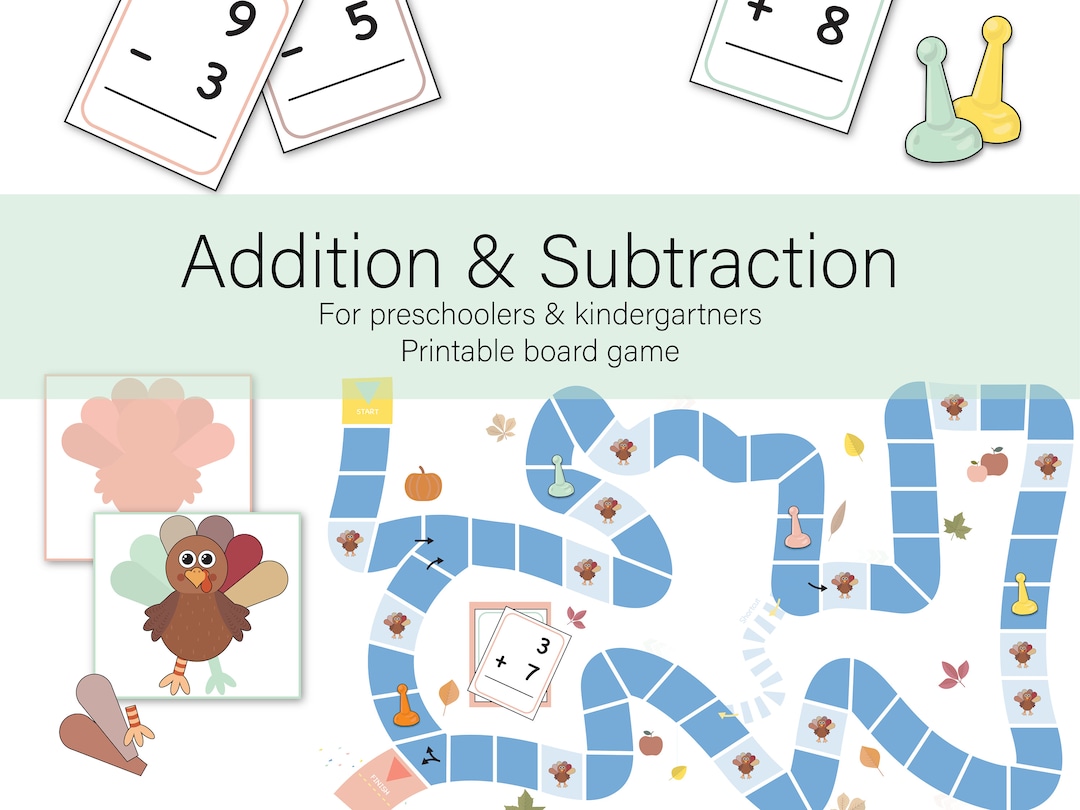 Addition and Subtraction Kids Board Game | Printable At-home Preschool ...