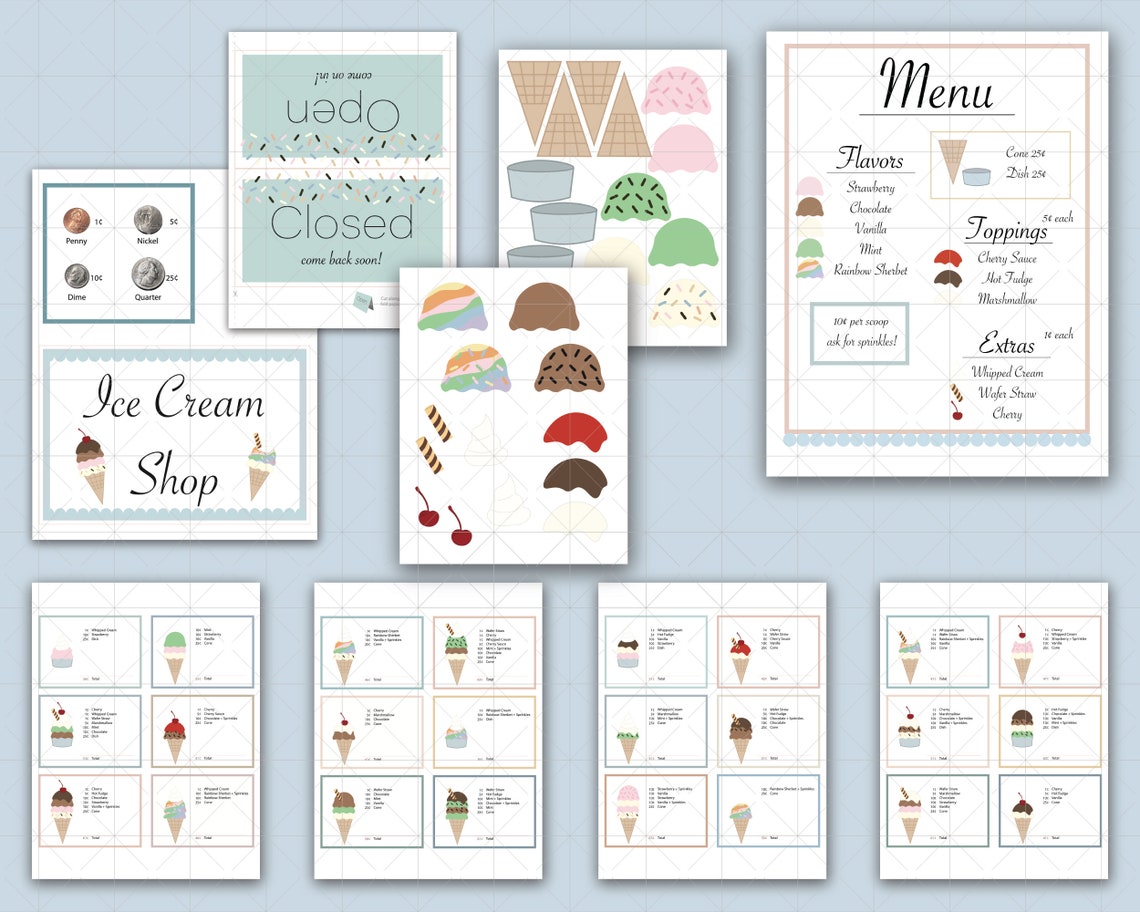 Ice Cream Shop Printable | Dramatic Play and Counting Coins Kit ...