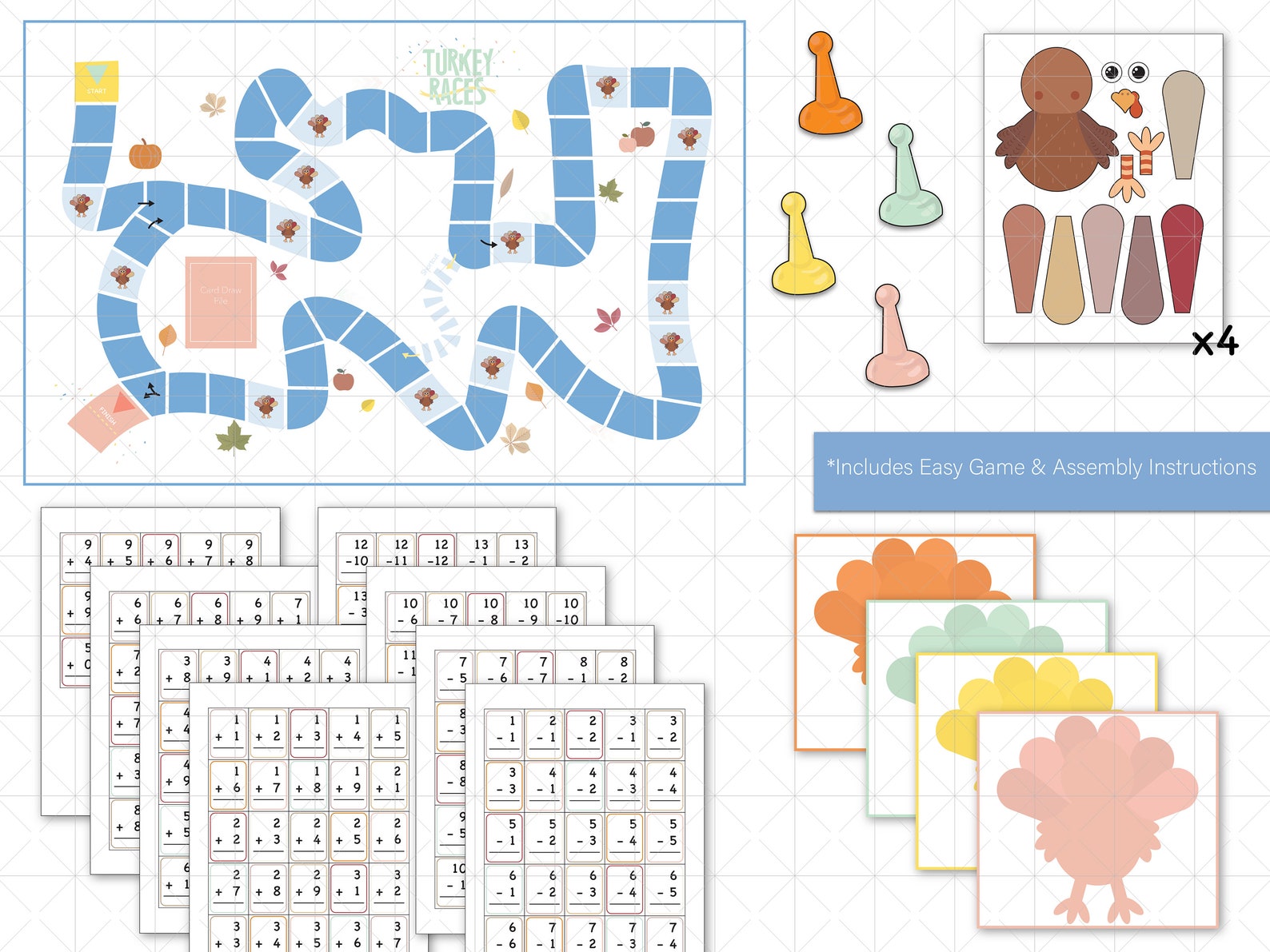 Addition and Subtraction Kids Board Game | Printable At-home Preschool ...