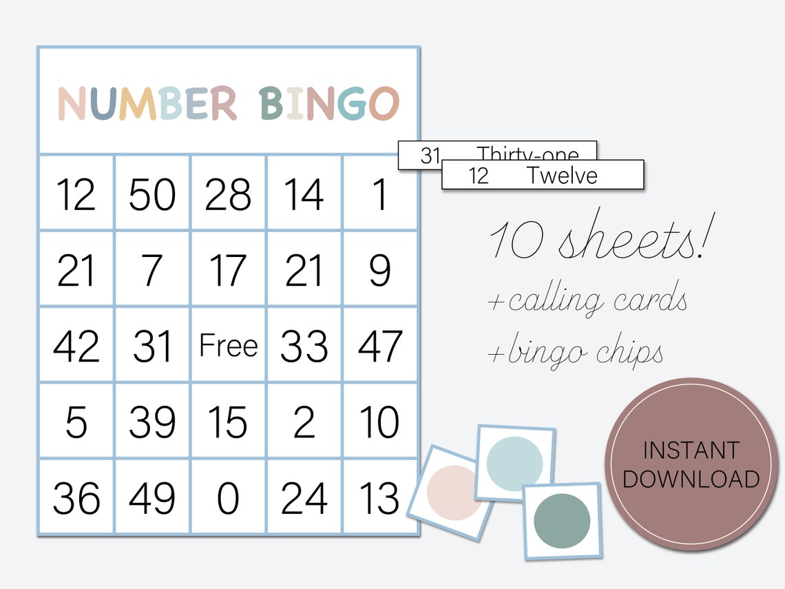 Printable Number Bingo for Kids | Number Recognition Bingo Game ...