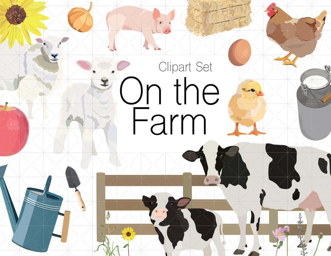 On the Farm Animal Clipart Set - Etsy