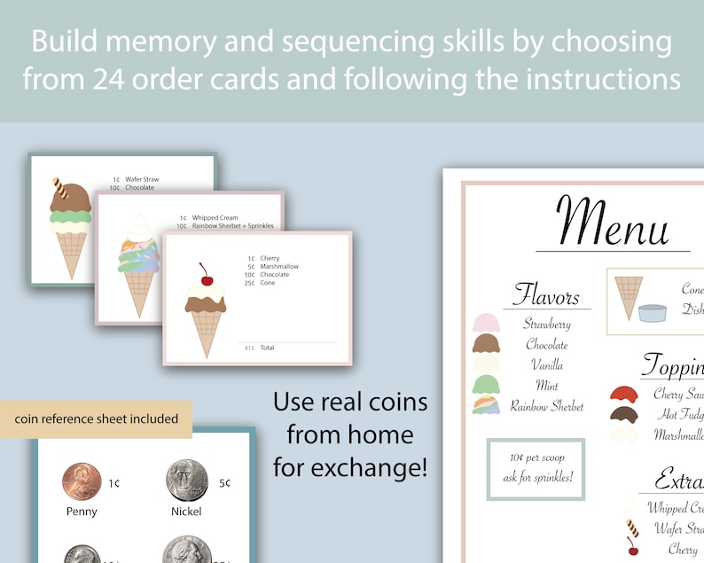 Ice Cream Shop Printable | Dramatic Play and Counting Coins Kit ...