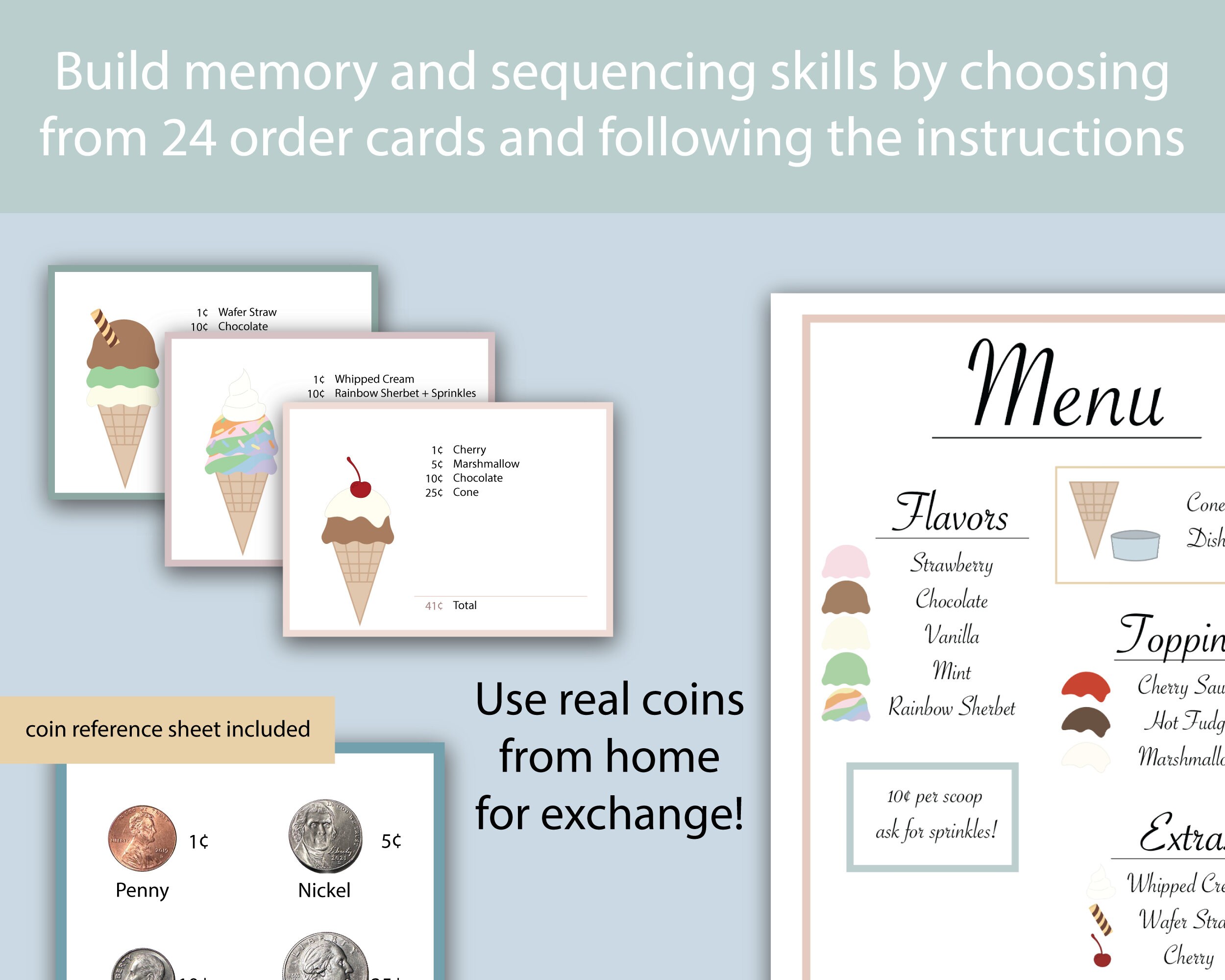 Ice Cream Shop Printable | Dramatic Play and Counting Coins Kit ...