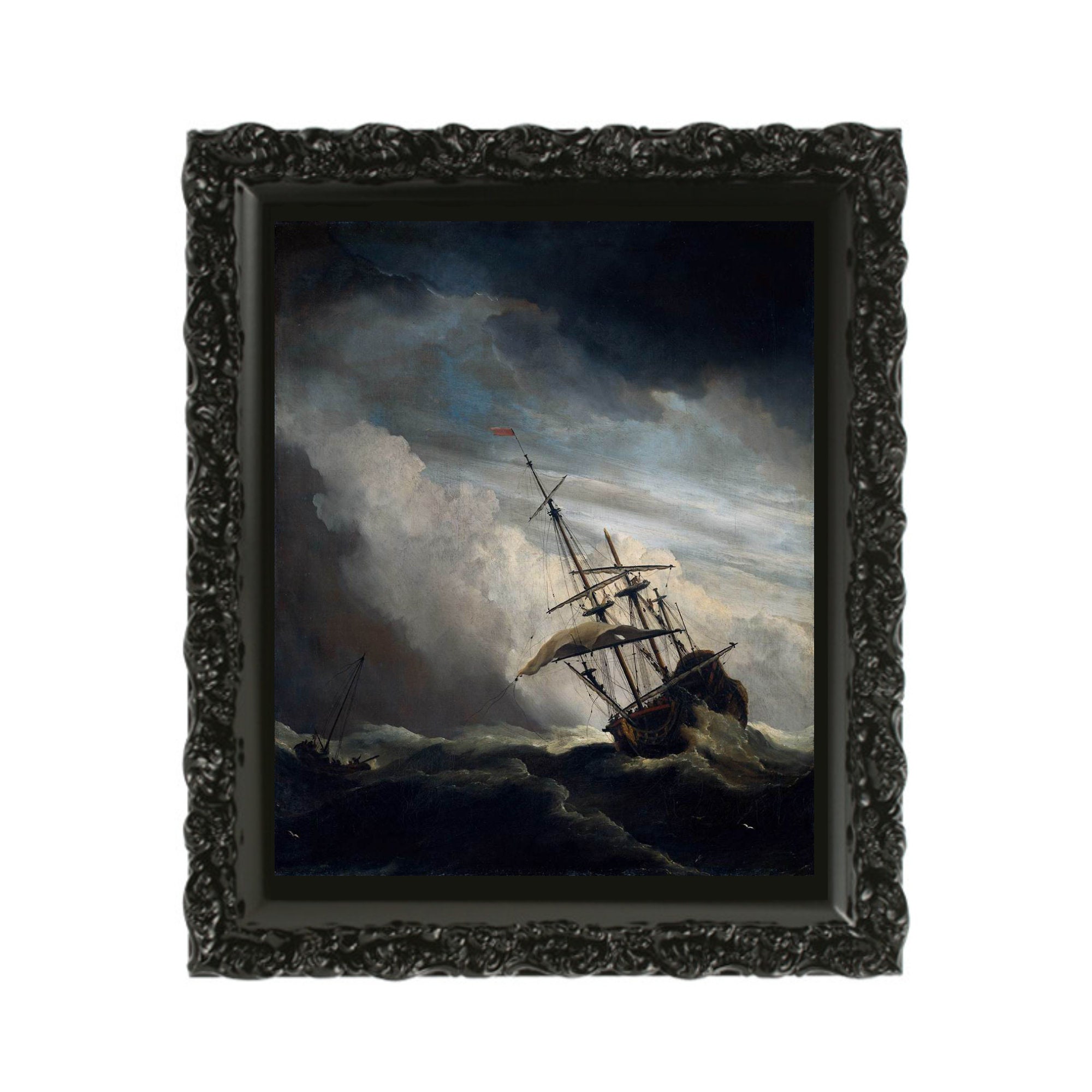 Stormy Ocean Painting, Dark Ocean Painting, Dark Ocean Wall Art, Moody ...