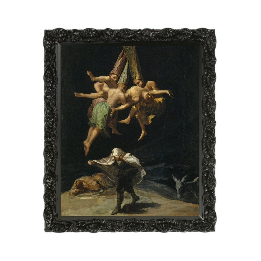 Witches Flight - Francisco Goya, Antique Gothic Dark Artwork, Vintage ...