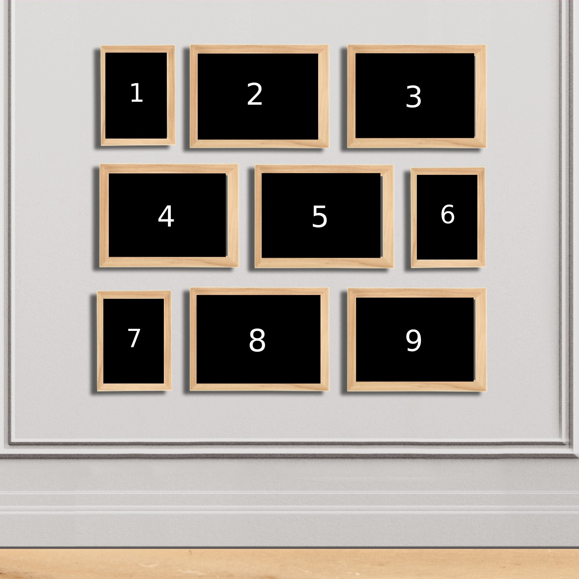 9 Frame Template, 9 Image Template, Digital Mockup Bundle, 9 Pic ...