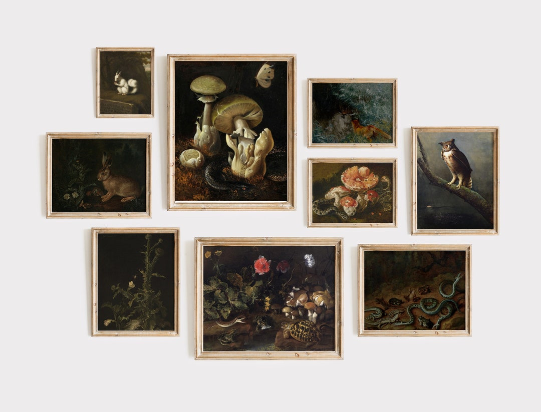 Dark Cottagecore Art Bundle, 9 Digital Prints, Moody Wall Art, Dark ...