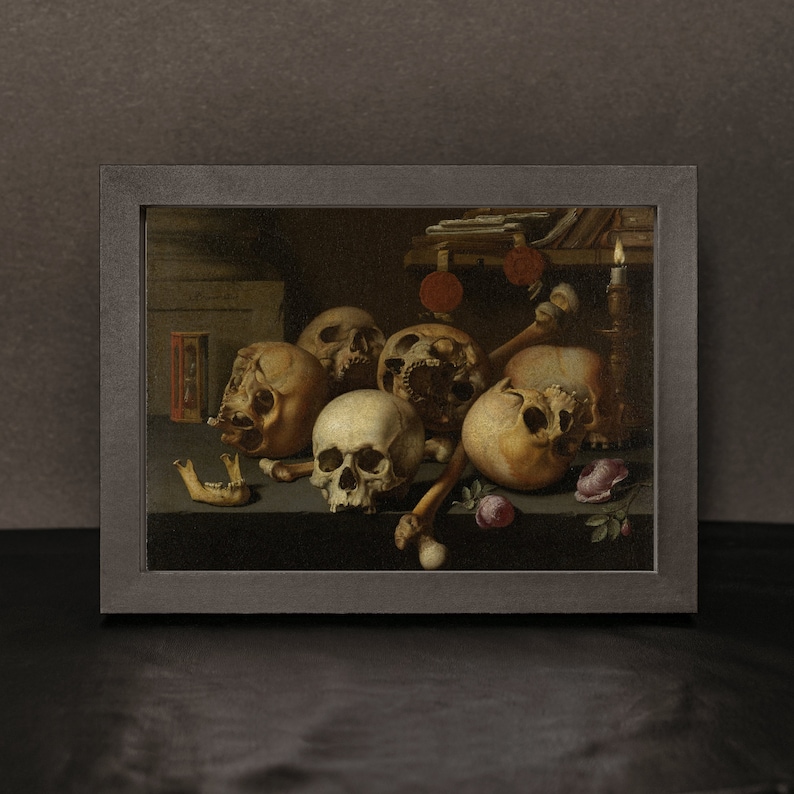 Skulls Still Life Print, Moody Dark Aesthetic Art, Dark Art, Dark ...