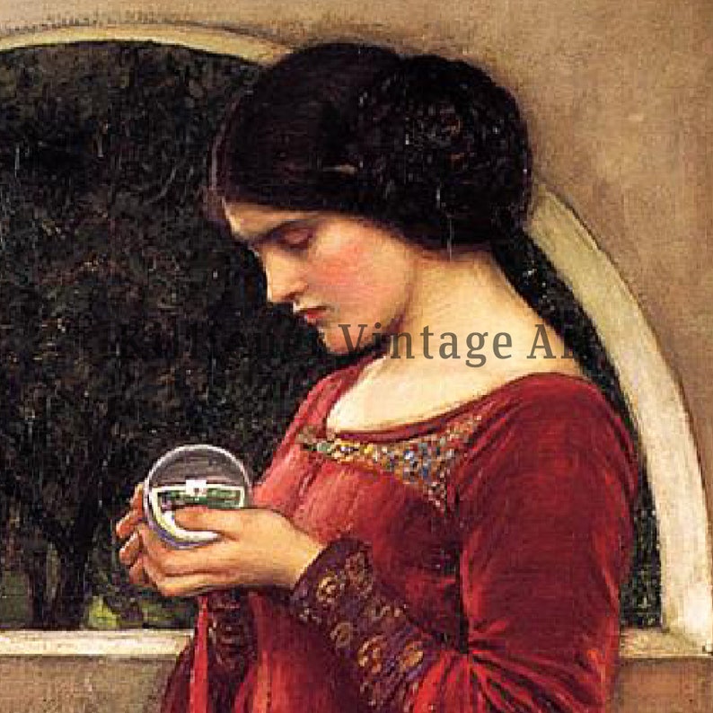 The Crystal Ball - John William Waterhouse, Antique Gothic Dark Artwork ...