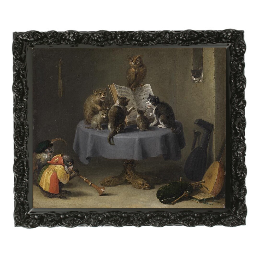 Concert of Cats Art Print, Dark Wall Art, Moody Wall Decor, Dark ...
