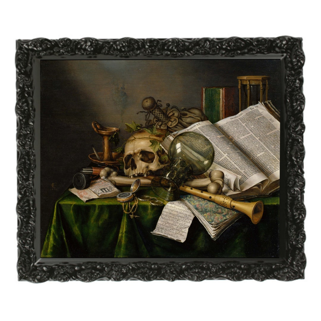 Vintage Skull Painting, Skull Art Print, Skull Wall Art, Skull Painting ...