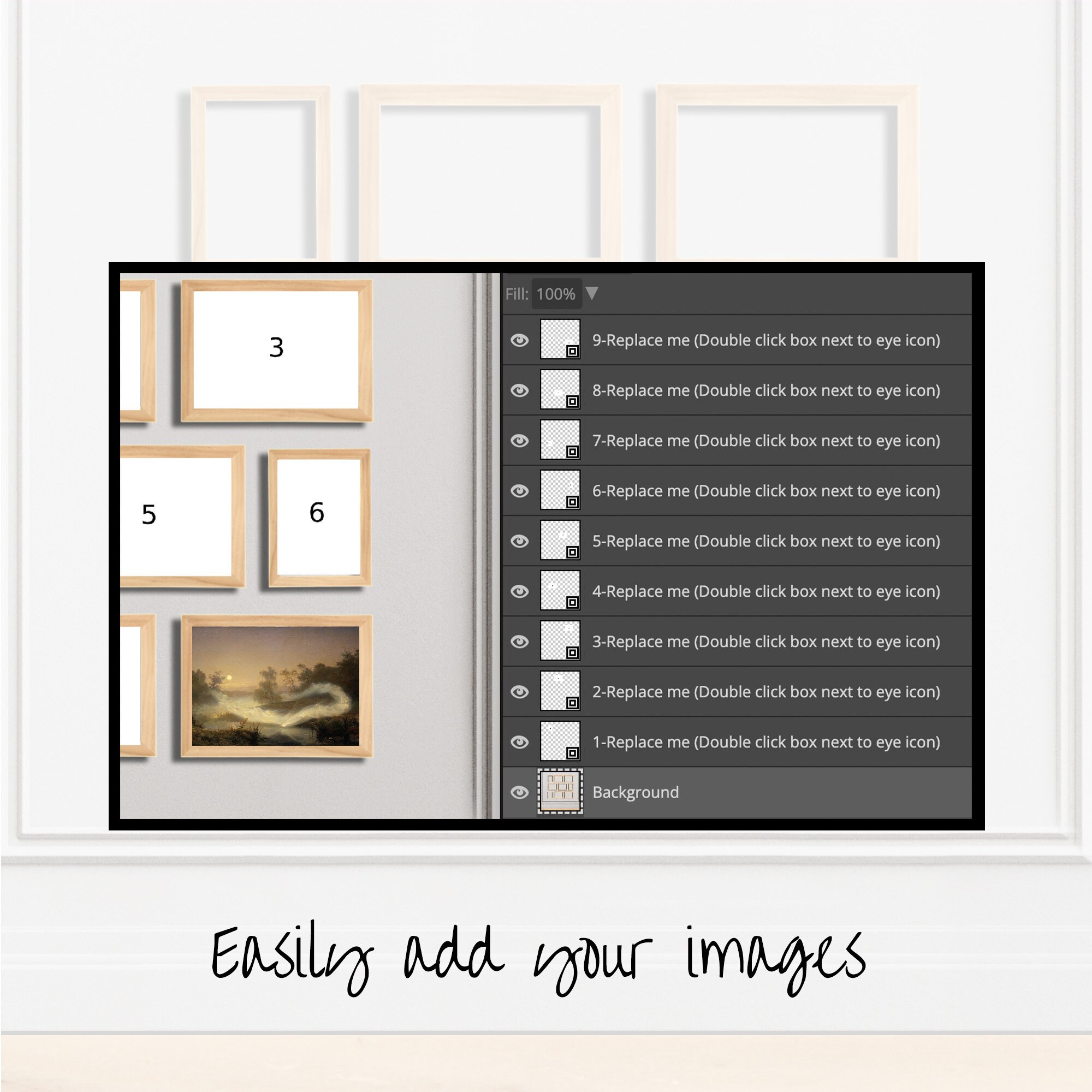 9 Frame Template, 9 Image Template, Digital Mockup Bundle, 9 Pic ...
