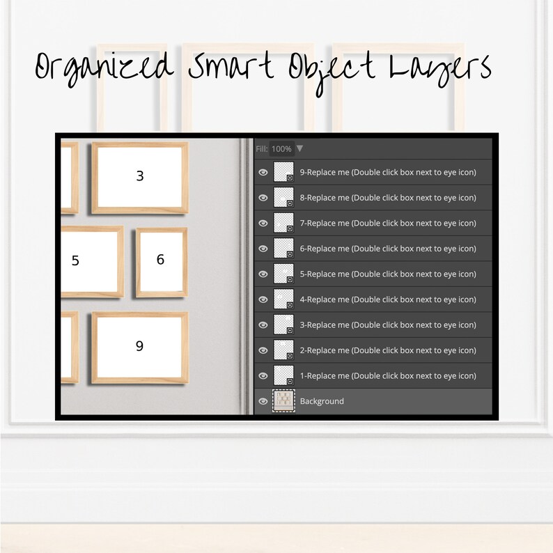 9 Frame Template, 9 Image Template, Digital Mockup Bundle, 9 Pic ...
