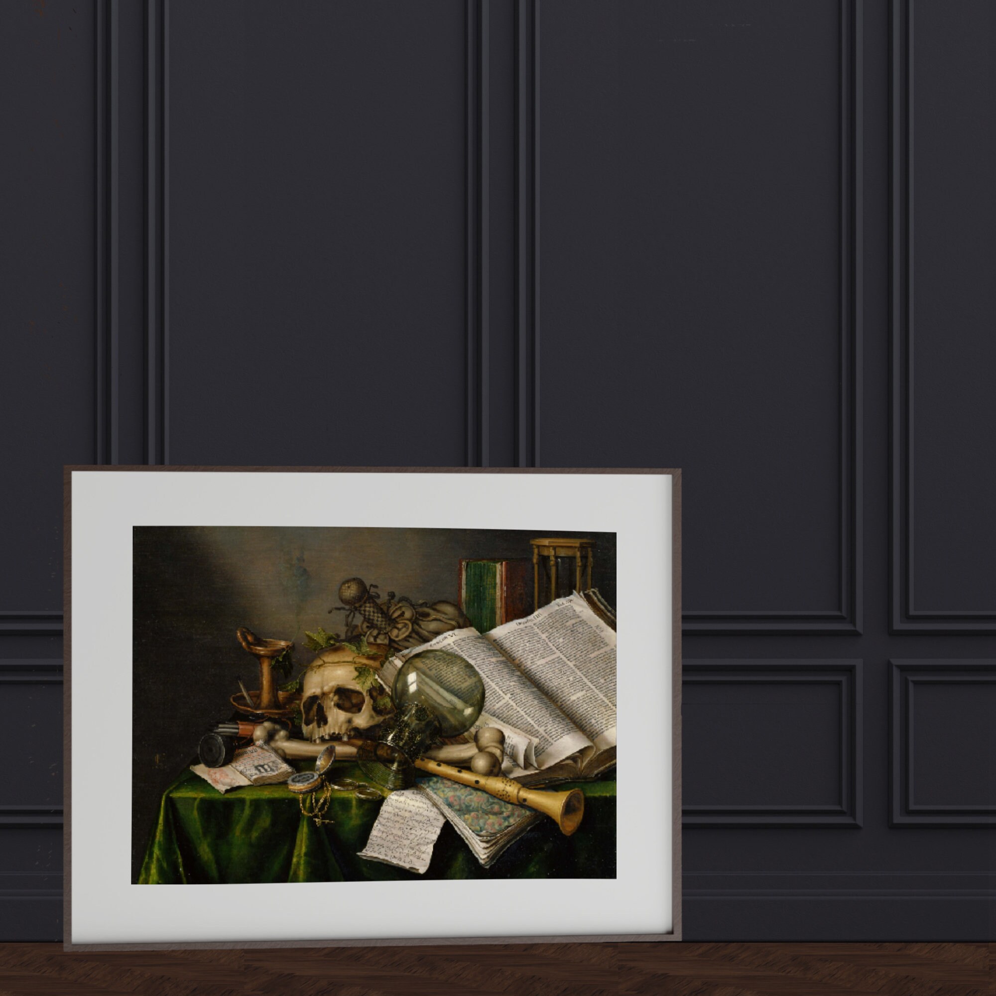 Vintage Skull Painting, Skull Art Print, Skull Wall Art, Skull Painting ...