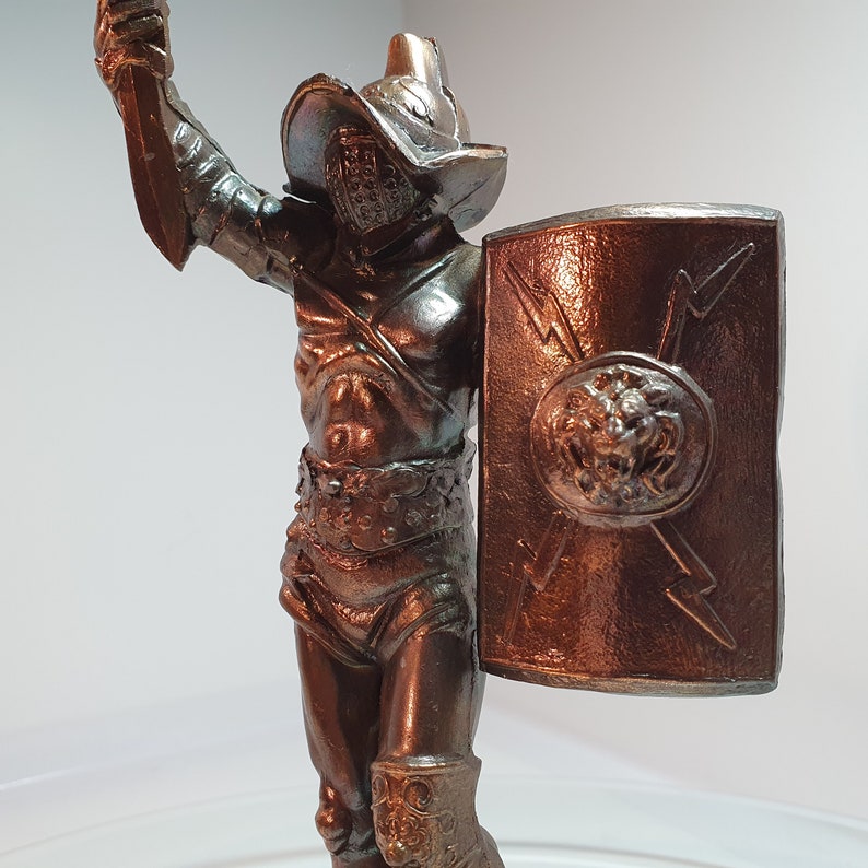 Antique Copper Roman Gladiator Spartacus Statue on Marble Base Ricordo ...