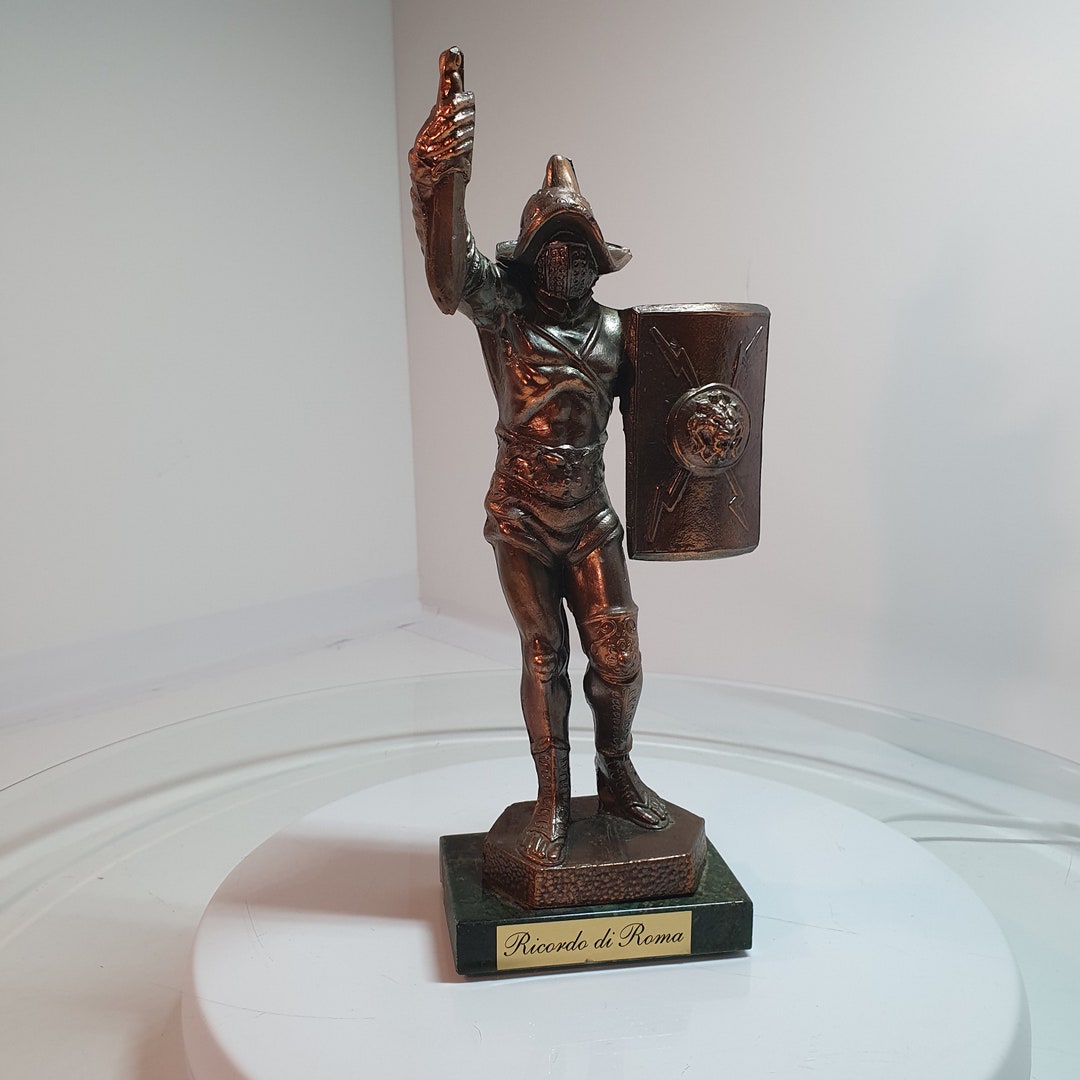 Antique Copper Roman Gladiator Spartacus Statue on Marble Base - Etsy