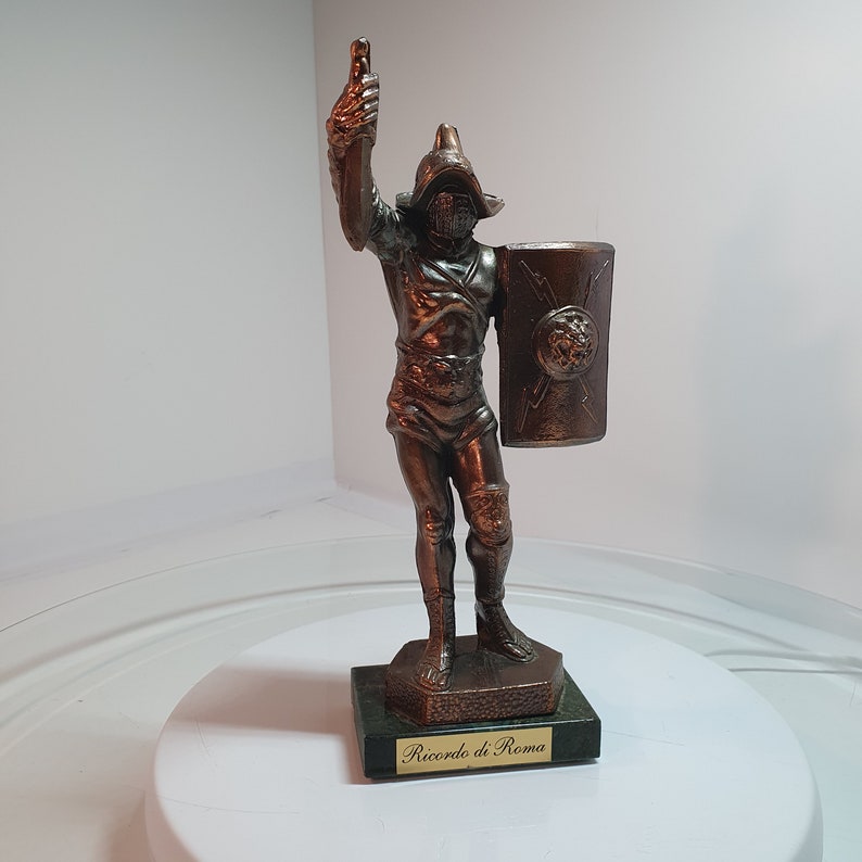 Antique Copper Roman Gladiator Spartacus Statue on Marble Base - Etsy