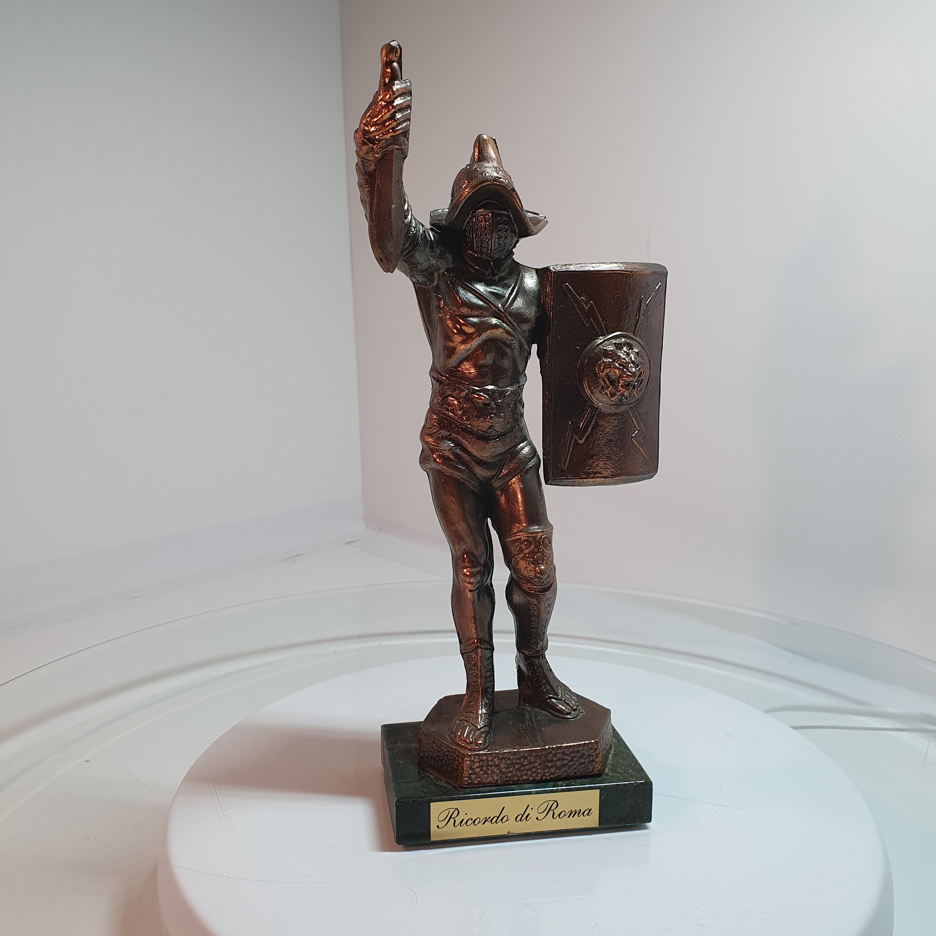 Antique Copper Roman Gladiator Spartacus Statue on Marble Base - Etsy