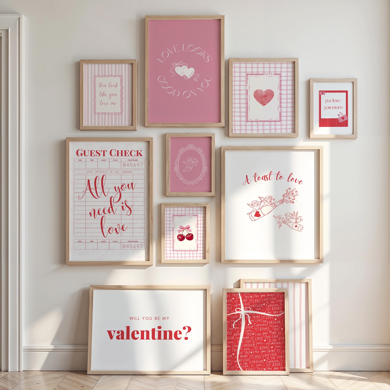 Valentine Gallery Wall Art Set of 14 Prints| Retro Love Wall Art ...