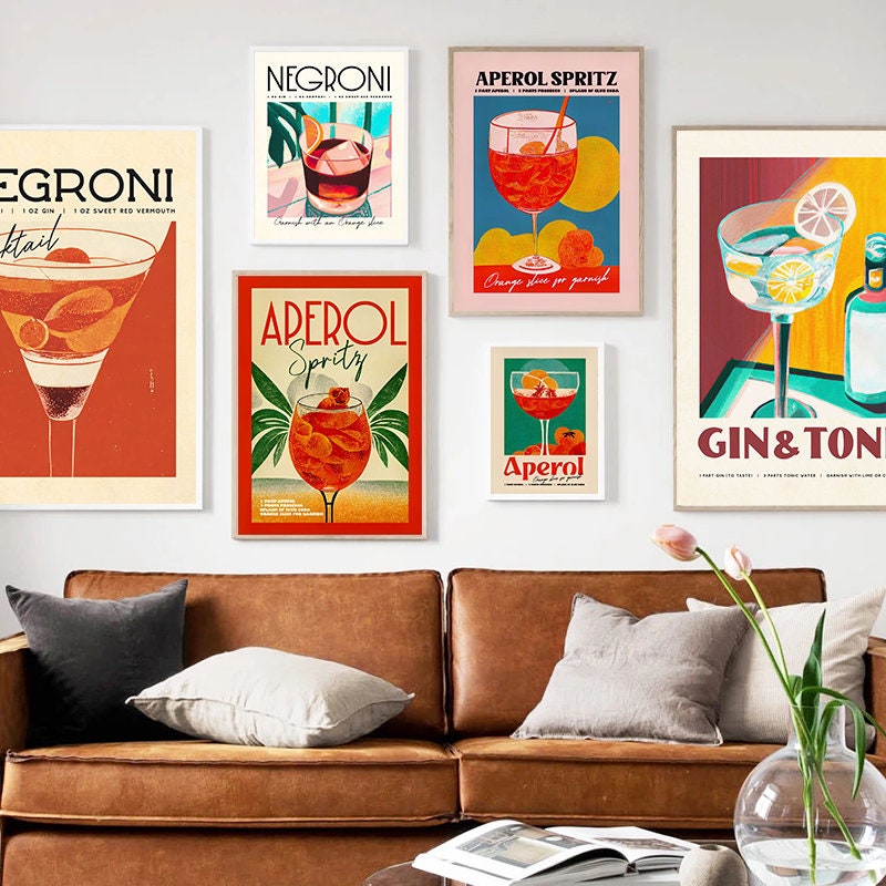 Retro Cartoon 60s 70s Inspired Alcohol Art Aperol Spritz Poster Prints ...