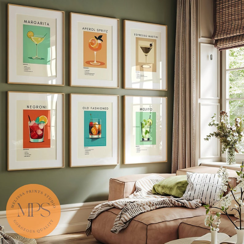 Retro Cartoon Inspired Alcohol Art Ingredients Aperol Spritz Poster ...