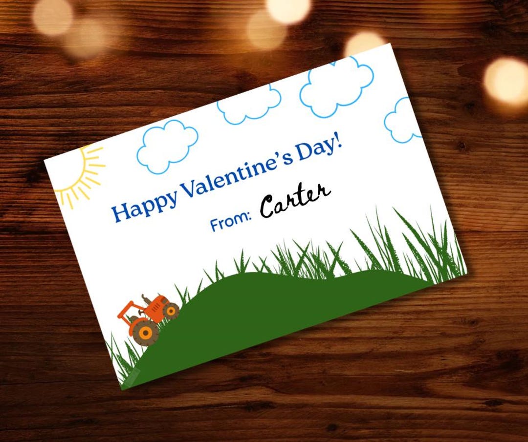 Kids Printable Tractor Valentines Cards - Etsy