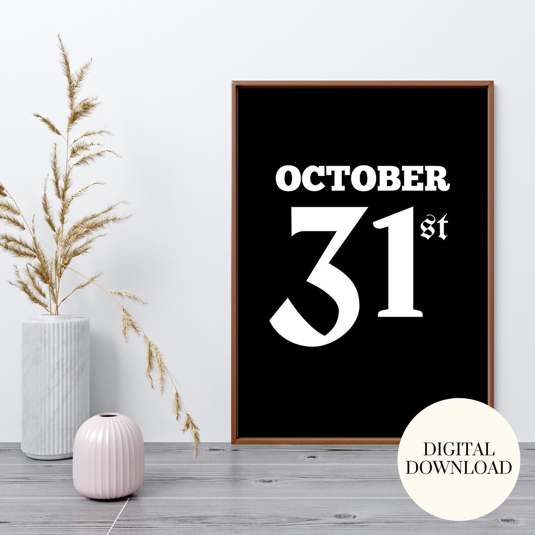 Black and White October 31 Printable Black and White - Etsy
