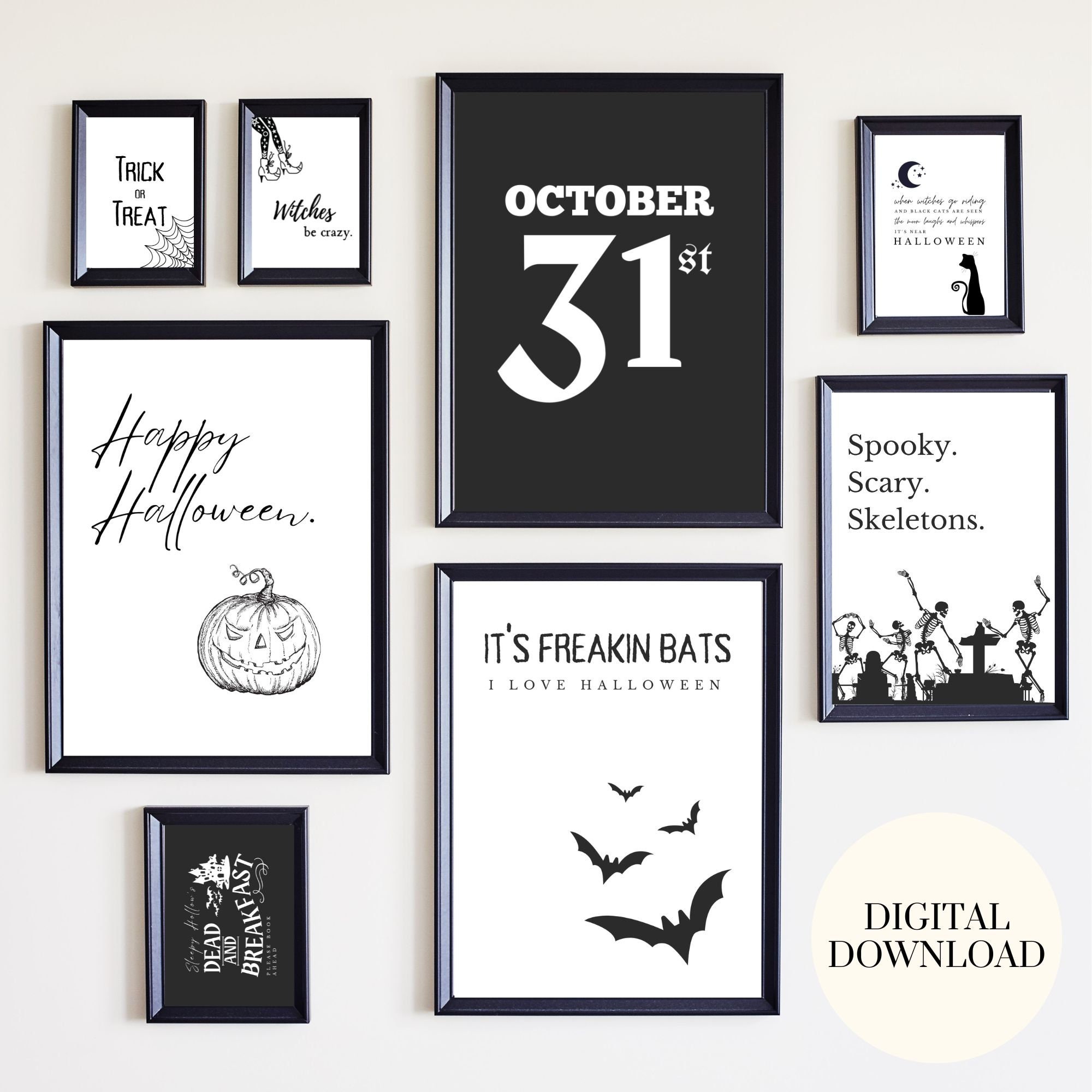 Halloween Mega Bundle Printable Black and White Halloween Prints ...