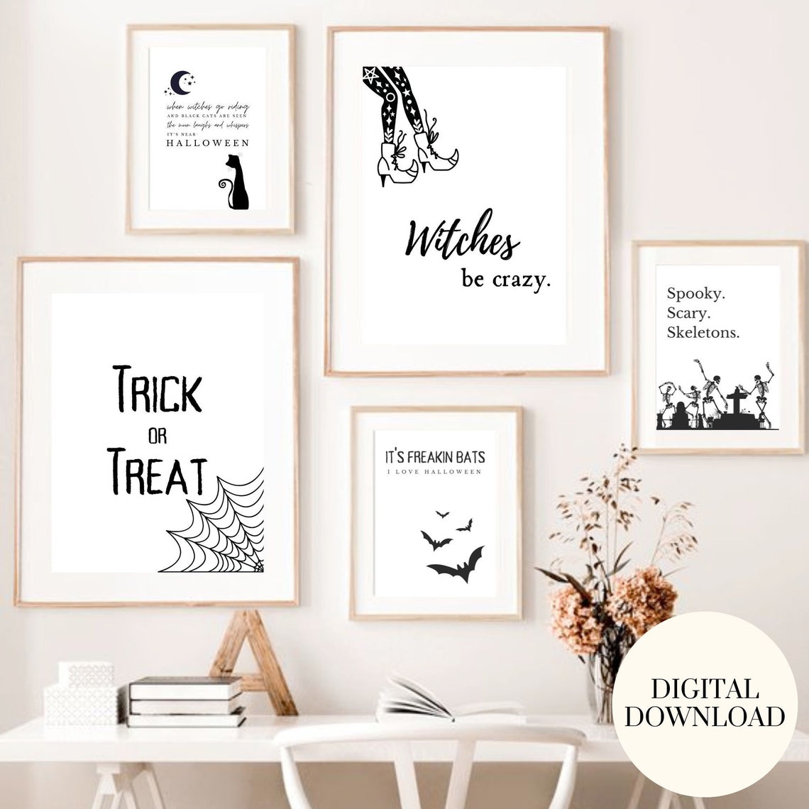 Halloween Mega Bundle Printable Black and White Halloween Prints ...