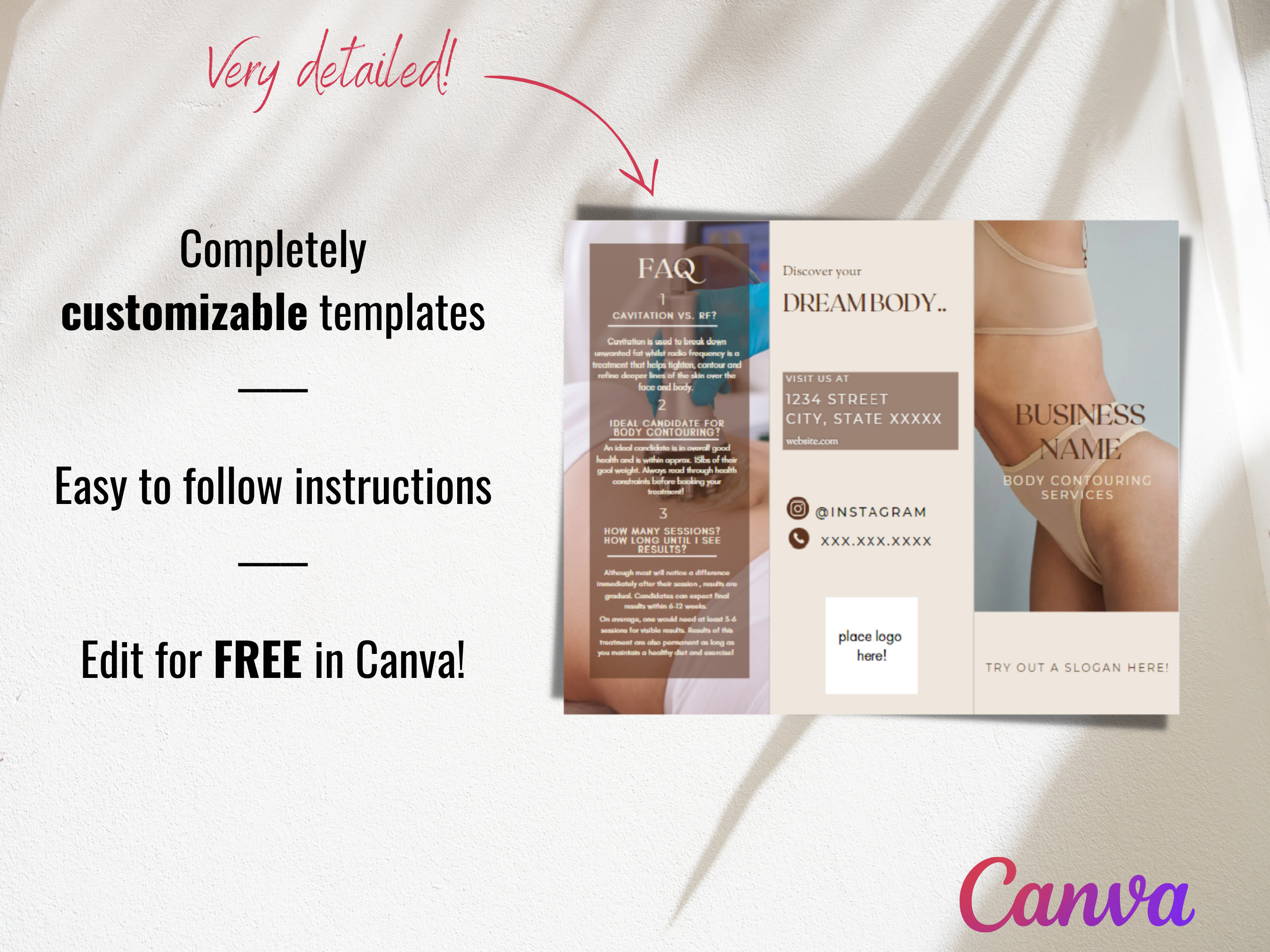 Body Sculpting Brochure Template: Tri-fold Flyer (digital Download) - Etsy