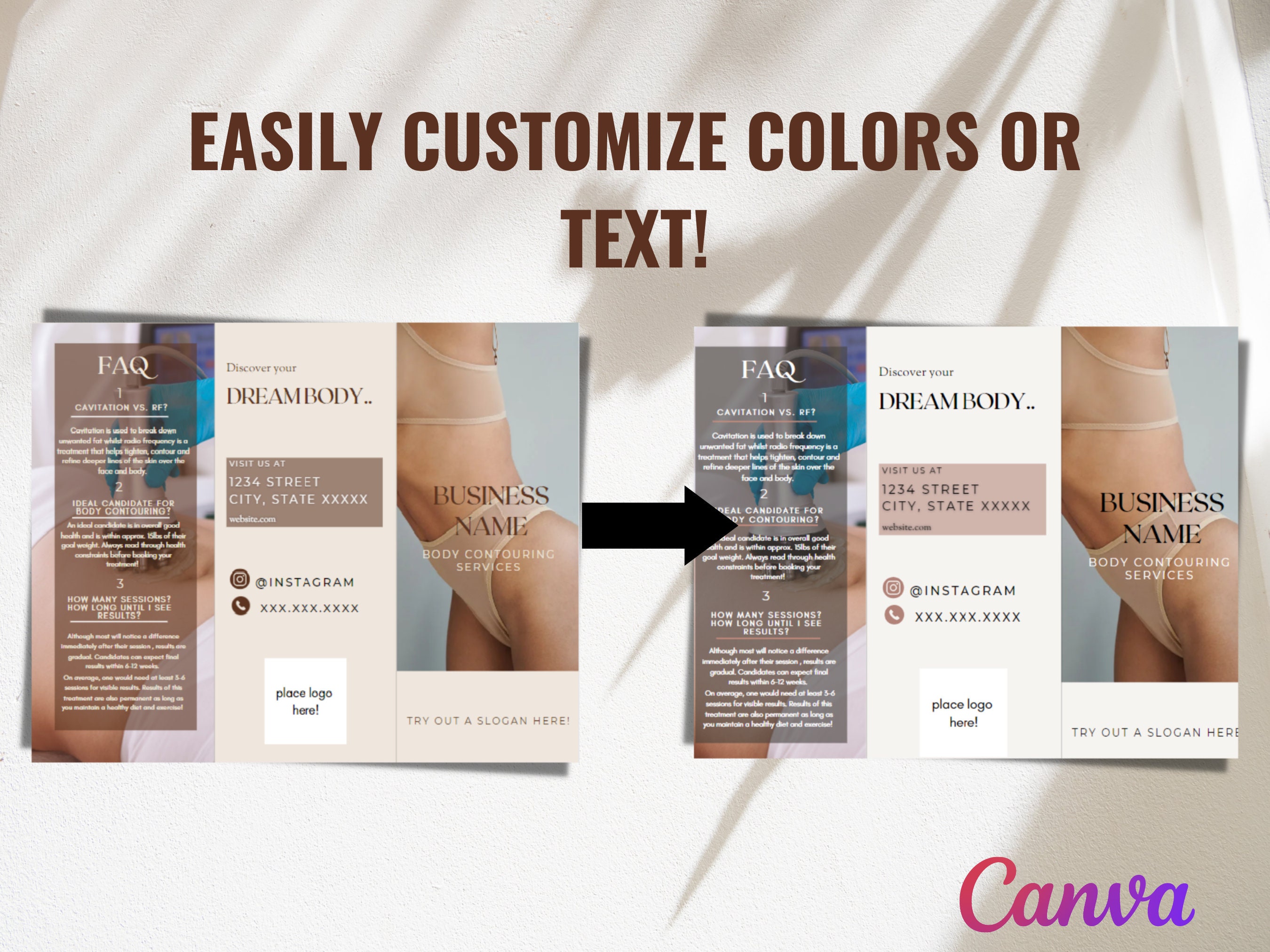 Body Sculpting Brochure Template: Tri-fold Flyer (digital Download) - Etsy