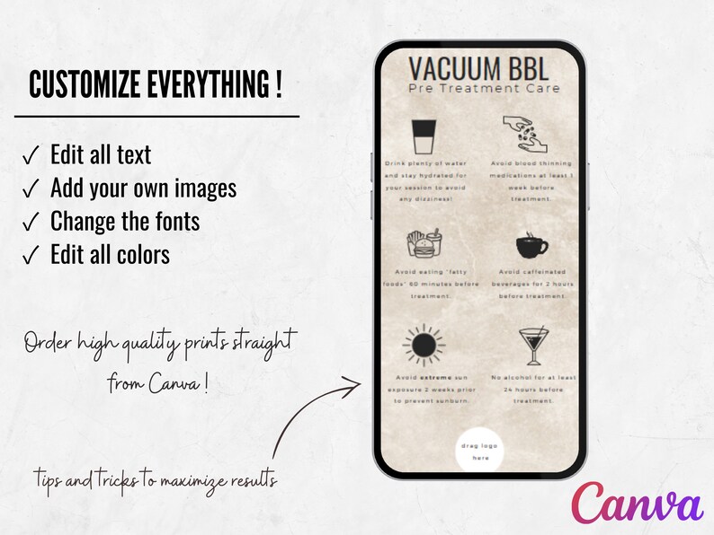 VACUUM BBL Pre & Post Care Template | Editable Body Contouring ...