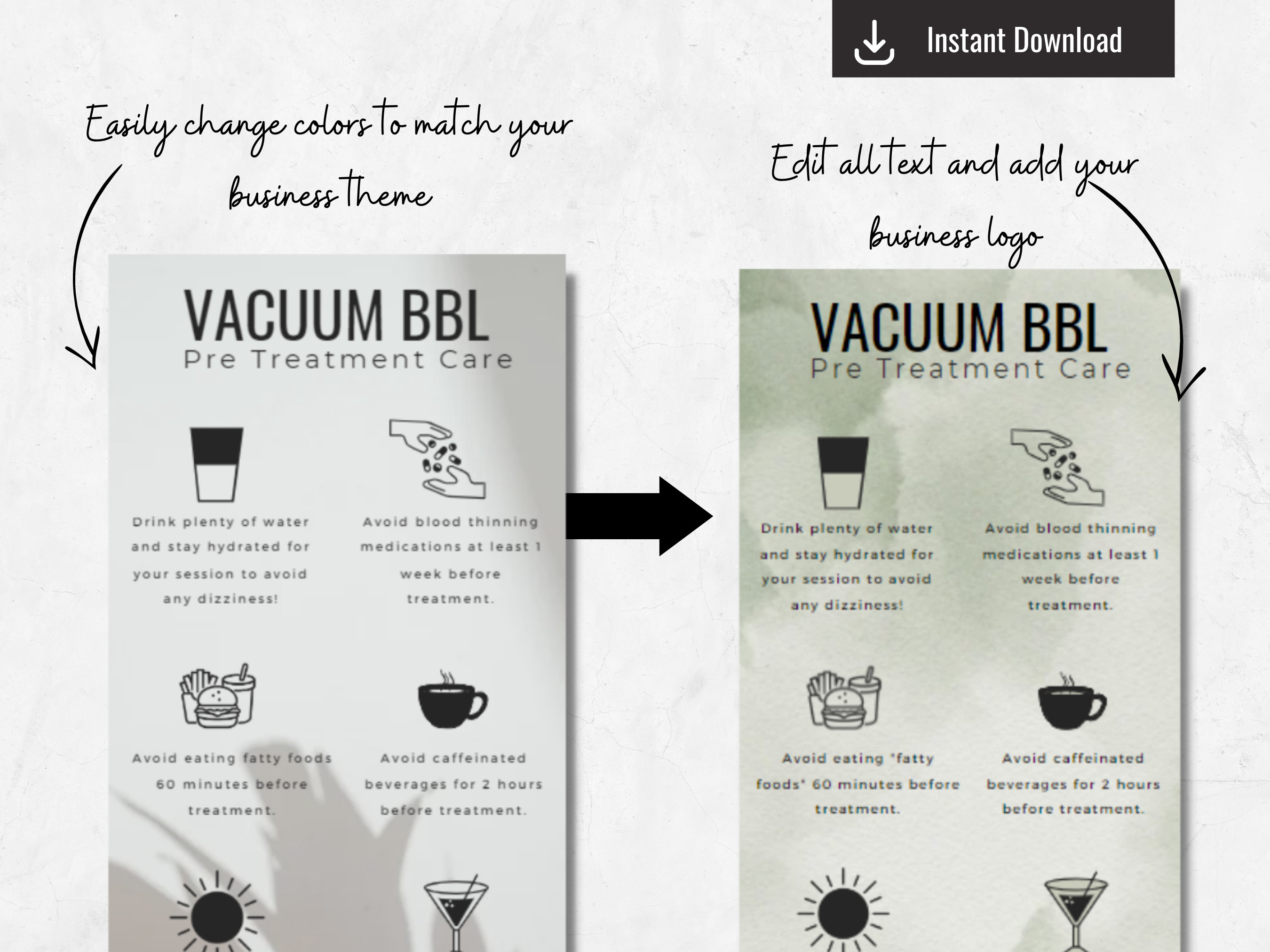 VACUUM BBL Pre & Post Care Template | Editable Body Contouring ...
