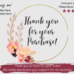 Digital Thank You Card, Thank You, Thank You for Your Purchase, Review ...