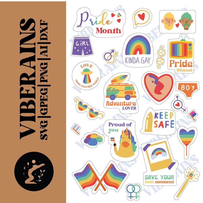 Retro Lgbt Pride Month Clipart And Vector Collection Modern Etsy