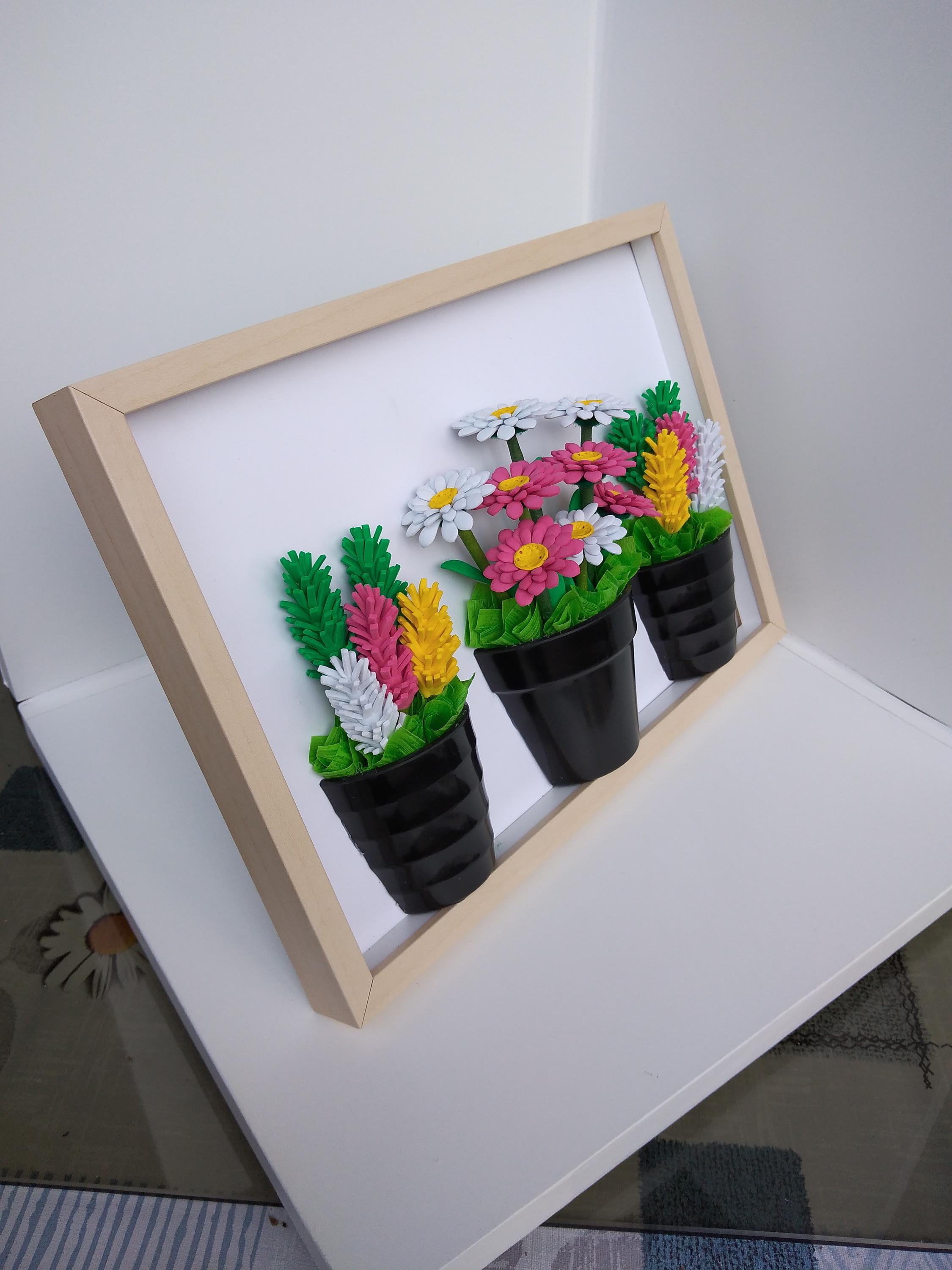 Handmade Flowers From Foam Sheet and Arranged in a Photo Frame 23 32 Cm ...