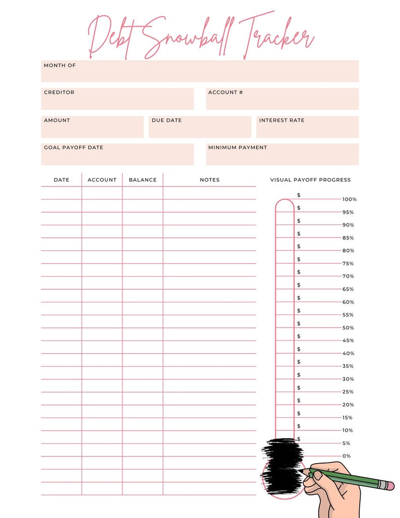 Debt Payoff Tracker | Printable Debt Snowball Worksheet | Digital ...