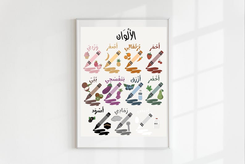 Arabic Colors Poster, Arabic Educational Poster, Arabic Kids Wall Art ...