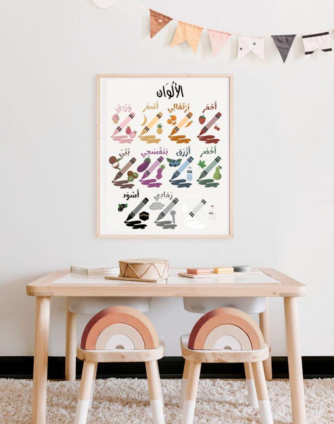 Arabic Colors Poster, Arabic Educational Poster, Arabic Kids Wall Art ...